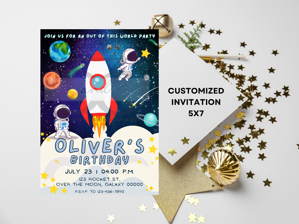 3..2..1.. Blast Off! Space Astronaut Birthday Invite – Blissful ...