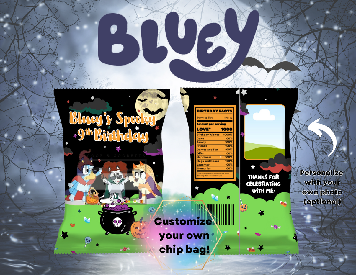 Bluey Halloween Chip Bags - Halloween Party Favors – Blissful ...