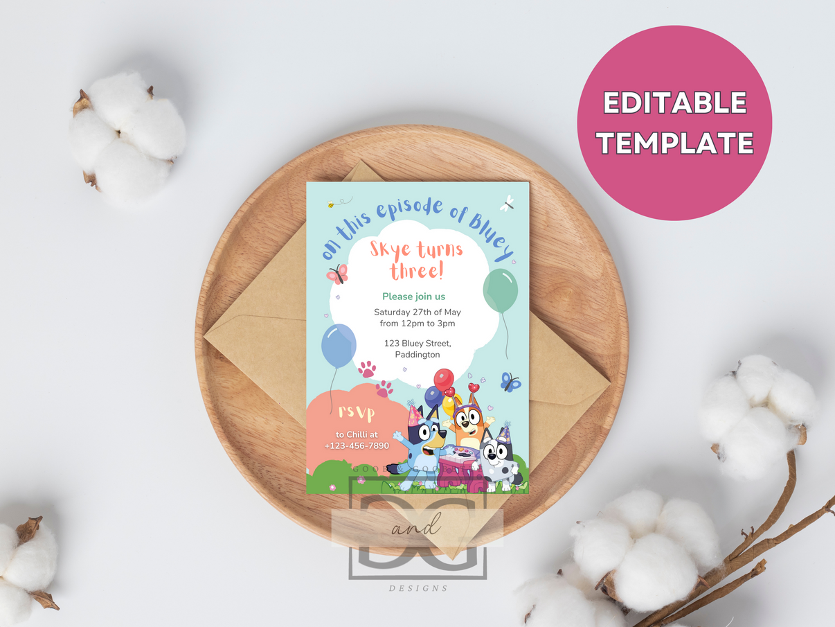 Bluey Invite - Bluey Birthday – Blissful Perfections x Goob & Goobette ...