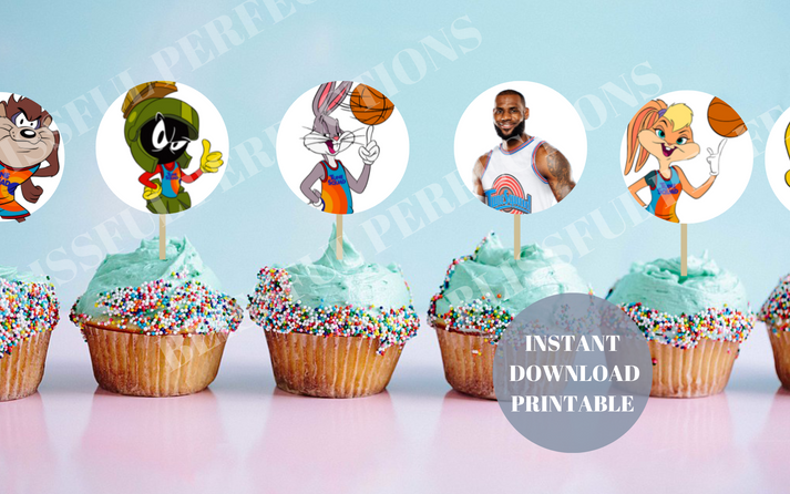 Space Jam Cupcake Toppers - Space Jam Party Toppers Instant Download S ...
