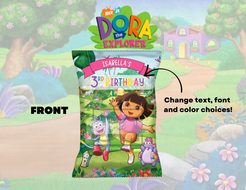 Dora the Explorer Chip Bag Labels – Blissful Perfections x Goob ...