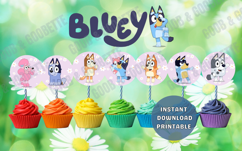 Lavender Daisy Bluey Cupcake Toppers – Blissful Perfections x Goob ...