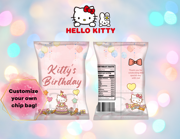 Digital Watercolor Hello Kitty Chip Bag Labels - Hello Kitty Party Fav ...