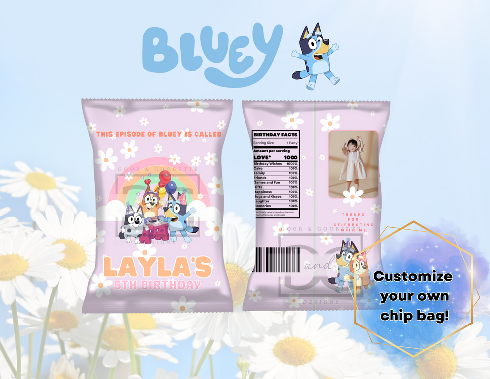 Lavender Daisy Bluey Chip Bag – Blissful Perfections x Goob & Goobette ...