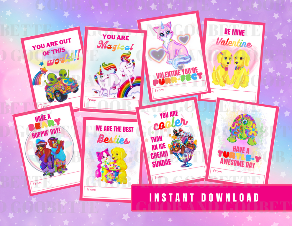 Lisa Frank Valentines - Printable Valentine's Day Cards – Blissful ...
