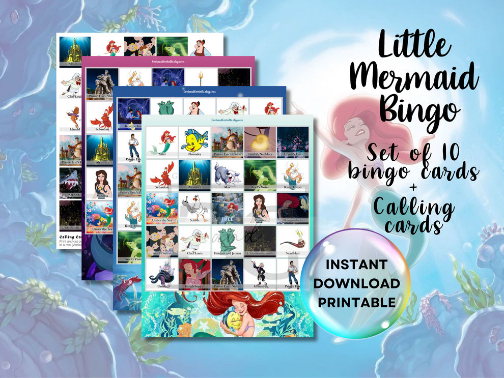 Little Mermaid Bingo Game – Blissful Perfections x Goob & Goobette Designs