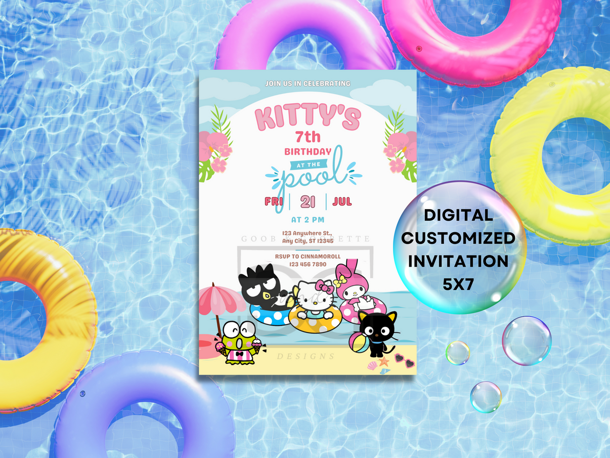 Hello Kitty Pool Party Invite – Blissful Perfections x Goob & Goobette ...