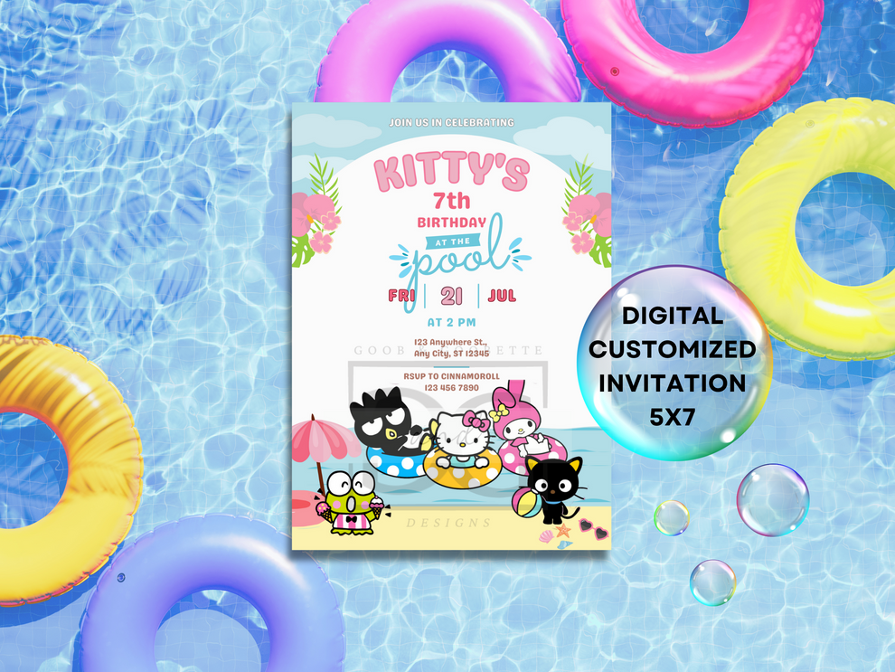 Hello Kitty Pool Party Invite – Blissful Perfections x Goob & Goobette ...
