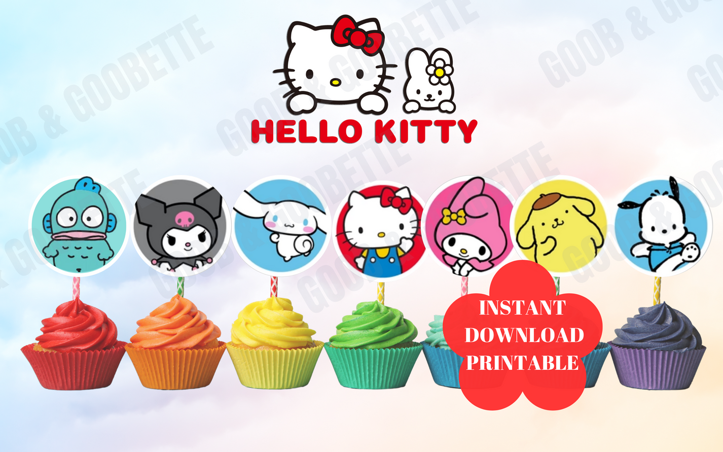 Sanrio Cupcake Toppers - Hello Kitty Cake Toppers, Sanrio Gift Tags ...