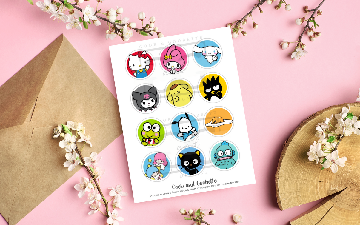 Sanrio Cupcake Toppers - Hello Kitty Cake Toppers, Sanrio Gift Tags ...