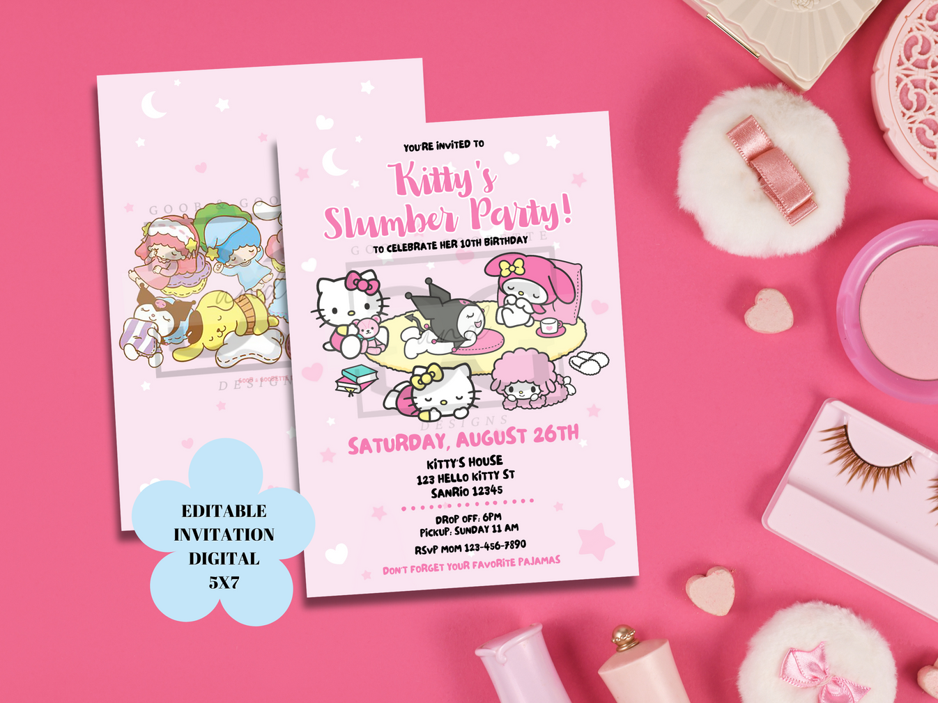 Sanrio Slumber Party Invite - Hello Kitty Sleepover Party Invite Digit ...